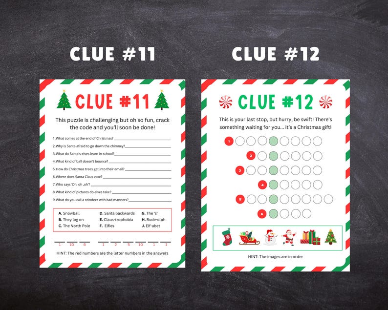 Christmas Scavenger Clue Hunt: Indoor Christmas Treasure Hunt ...