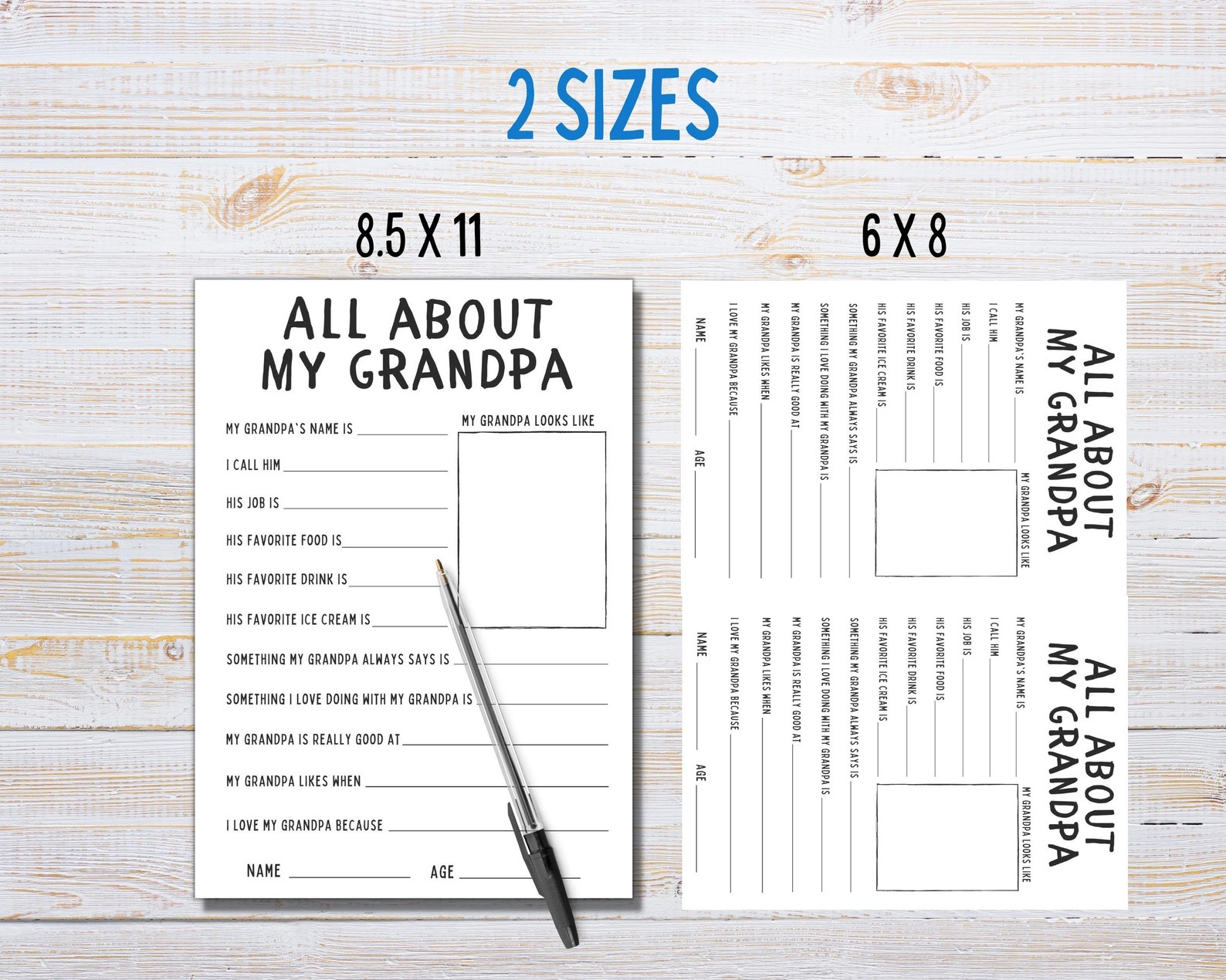 All About My Grandparents All About My Grandpa Papa All - Etsy