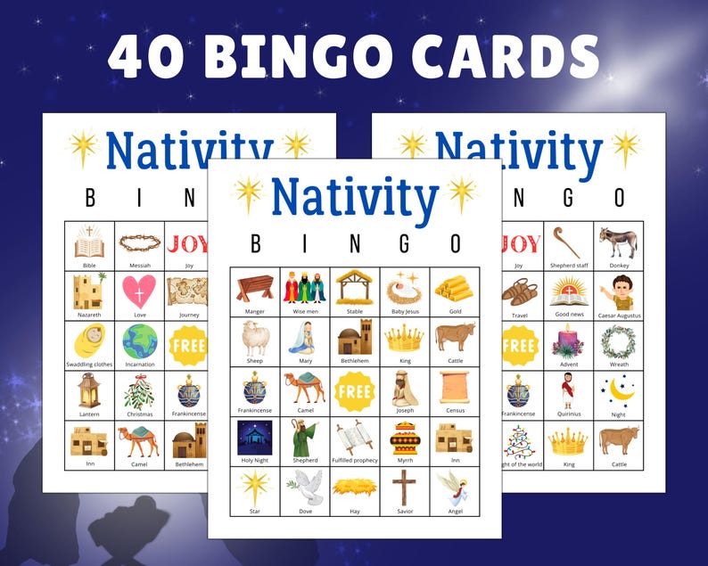 Nativity Bingo Game: 40 Cards, Christmas Bible Game (printable) - Etsy