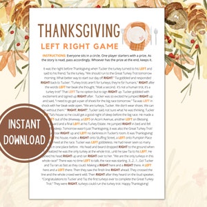 Thanksgiving Left Right Game Thanksgiving Game Thanksgiving Games ...