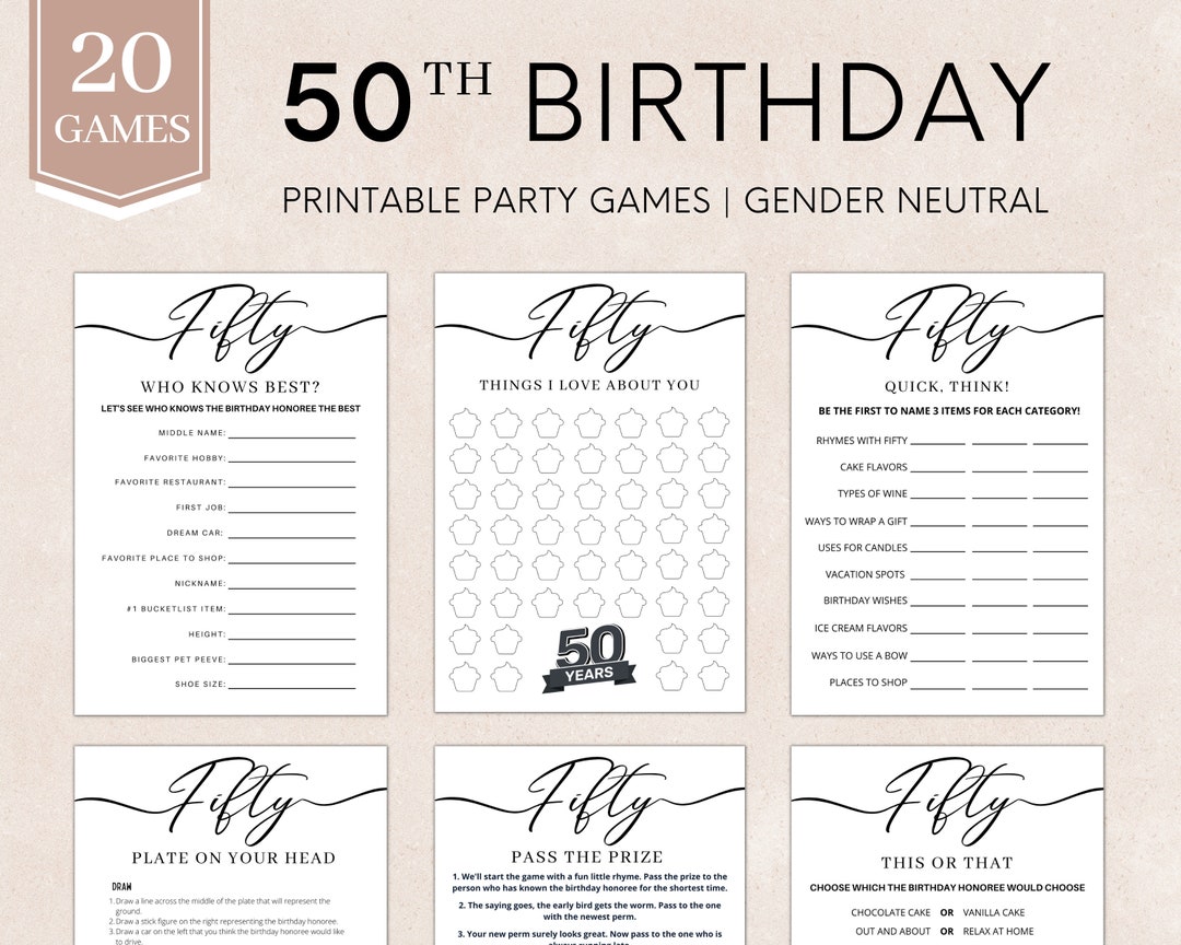 50th Birthday Games | 50th Birthday Party Games | Birthday Games | Born in 1974 Game | 50th ...