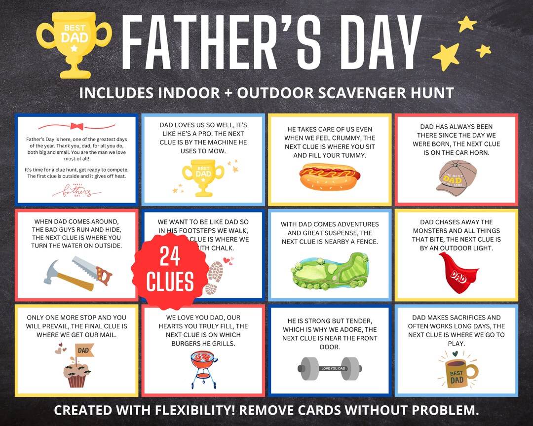 Father's Day Clue Hunt | Father's Day Scavenger Hunt | Father's Day ...