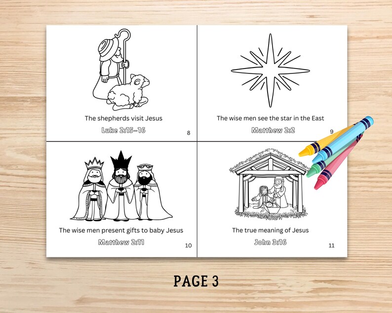 Nativity Story Mini Coloring Book: Christmas Bible Craft for Kids ...