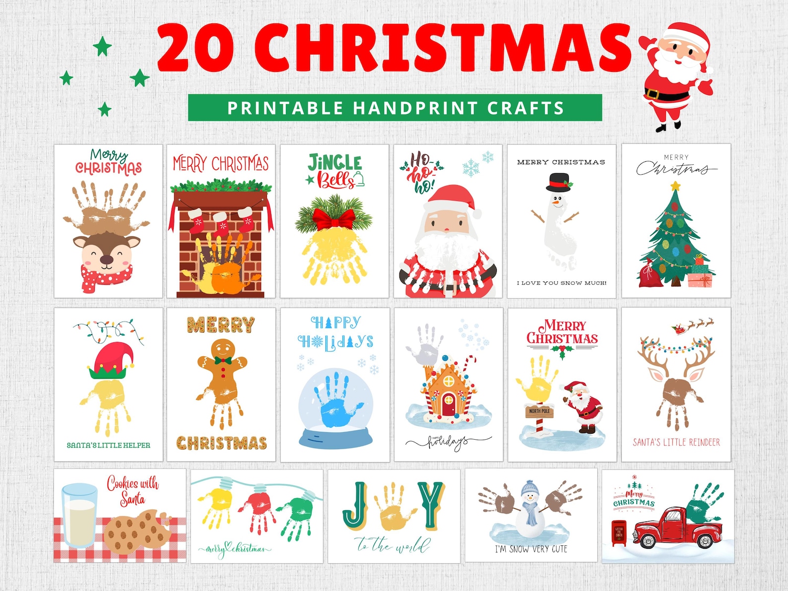 Christmas Handprint Art | Keepsake Craft Bundle (printable) - Etsy