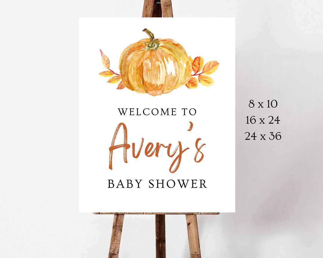 Pumpkin Baby Shower Welcome Sign Fall Baby Shower Welcome Sign Little ...