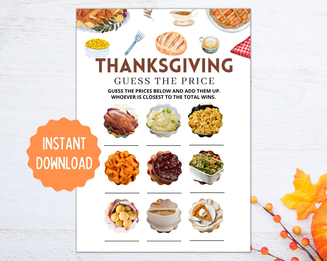 Thanksgiving Guess the Price Game | Printable Family Fun (digital ...