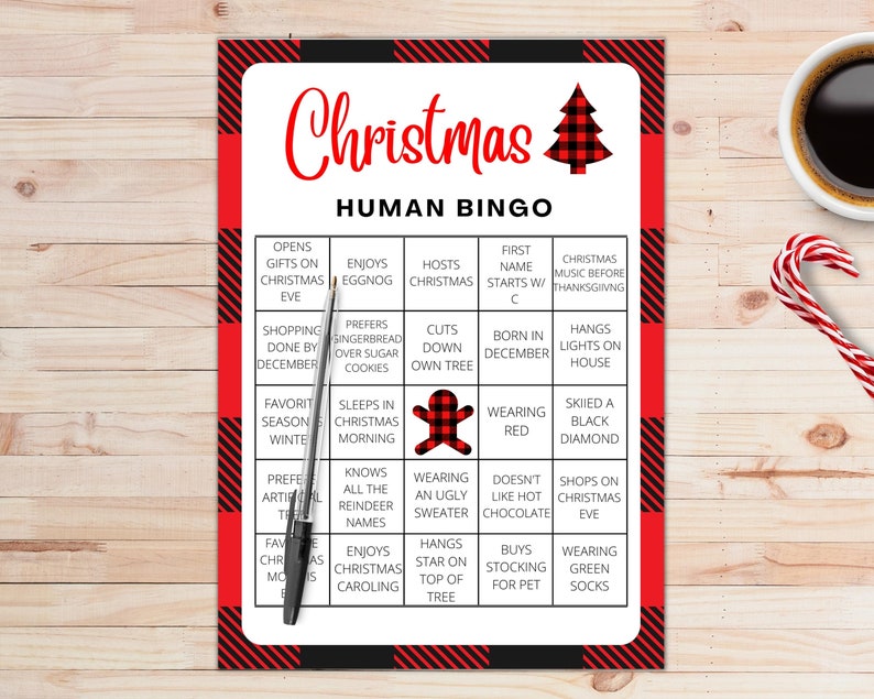 Christmas Find the Guest Bingo Christmas Party Games - Etsy
