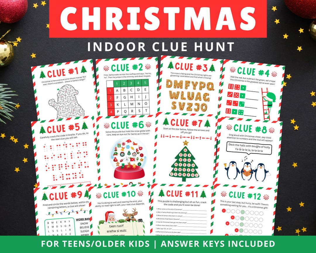 Christmas Clue Hunt Christmas Scavenger Hunt Santa Scavenger Hunt ...