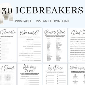 Fun Icebreaker Games | 30 Printable Office Party Activities (digital ...