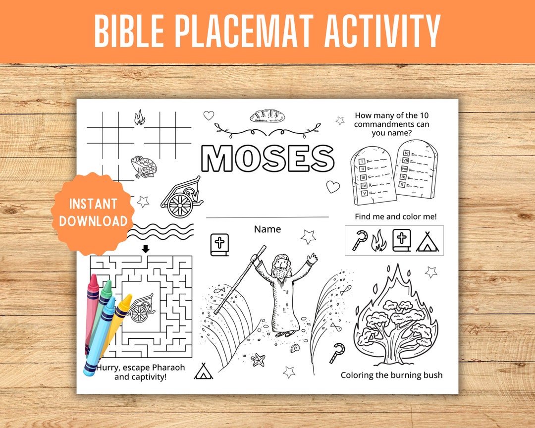 Moses Bible Placemat Activity: Exodus Lesson, Sunday School Craft ...