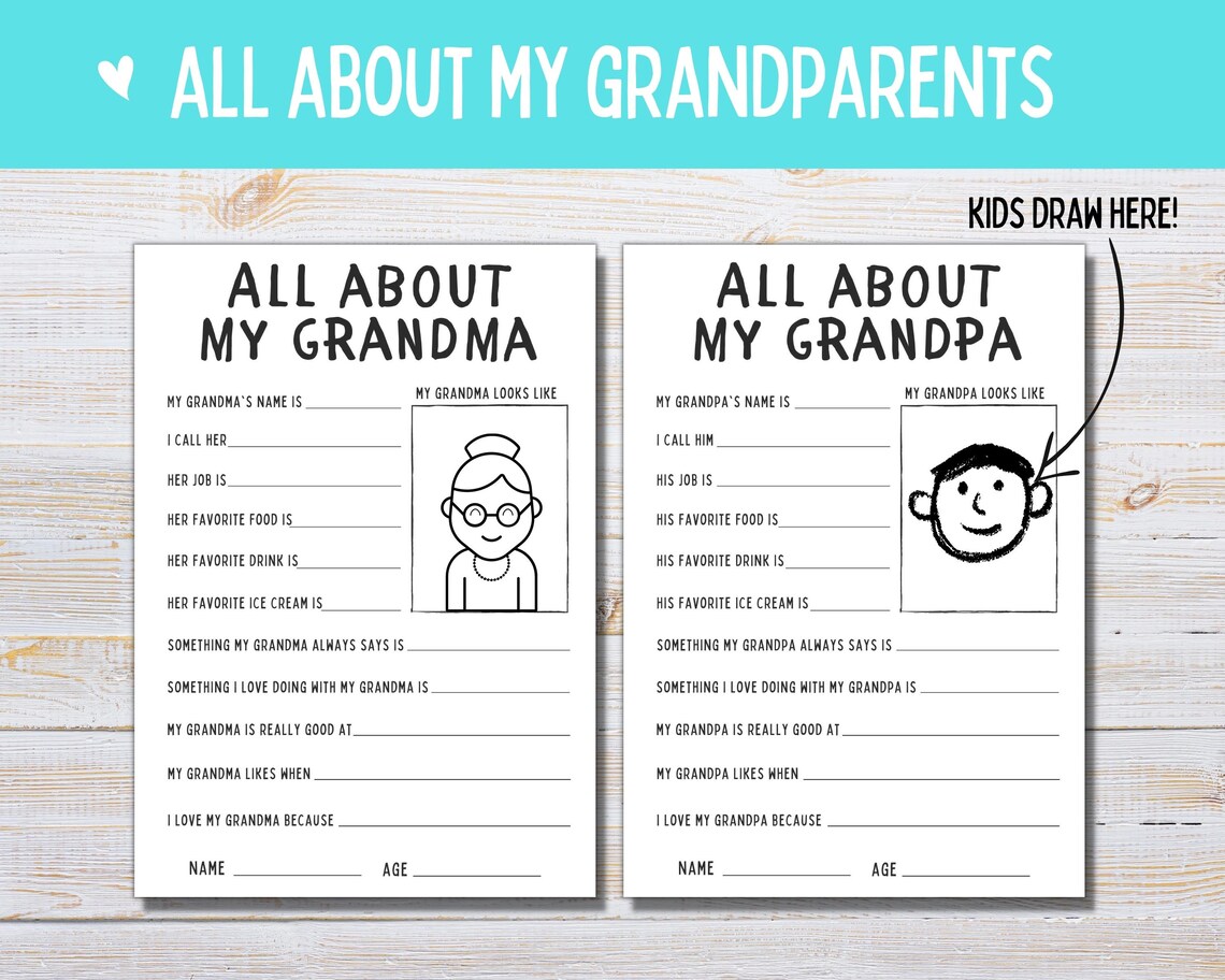 All About My Grandparents All About My Grandpa Papa All - Etsy
