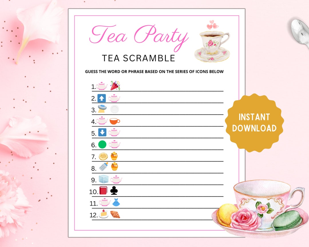 Fun Tea Party Game | Tea Games | Tea Party Games | Printable Tea Party ...