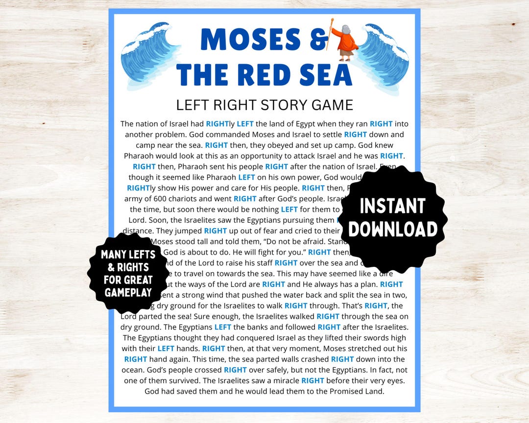 Bible Left Right Game | Moses Parting the Red Sea Game | Exodus Bible ...