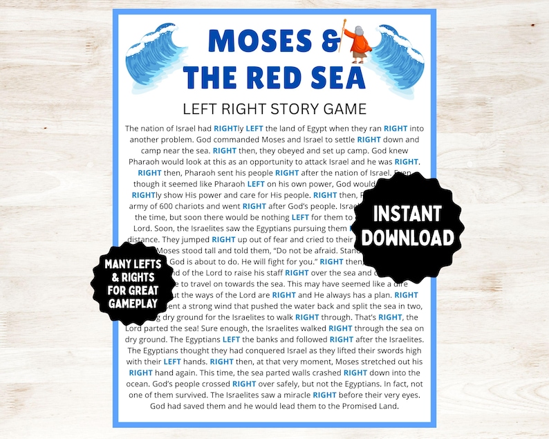 Bible Left Right Game | Moses Parting the Red Sea Game | Exodus Bible ...