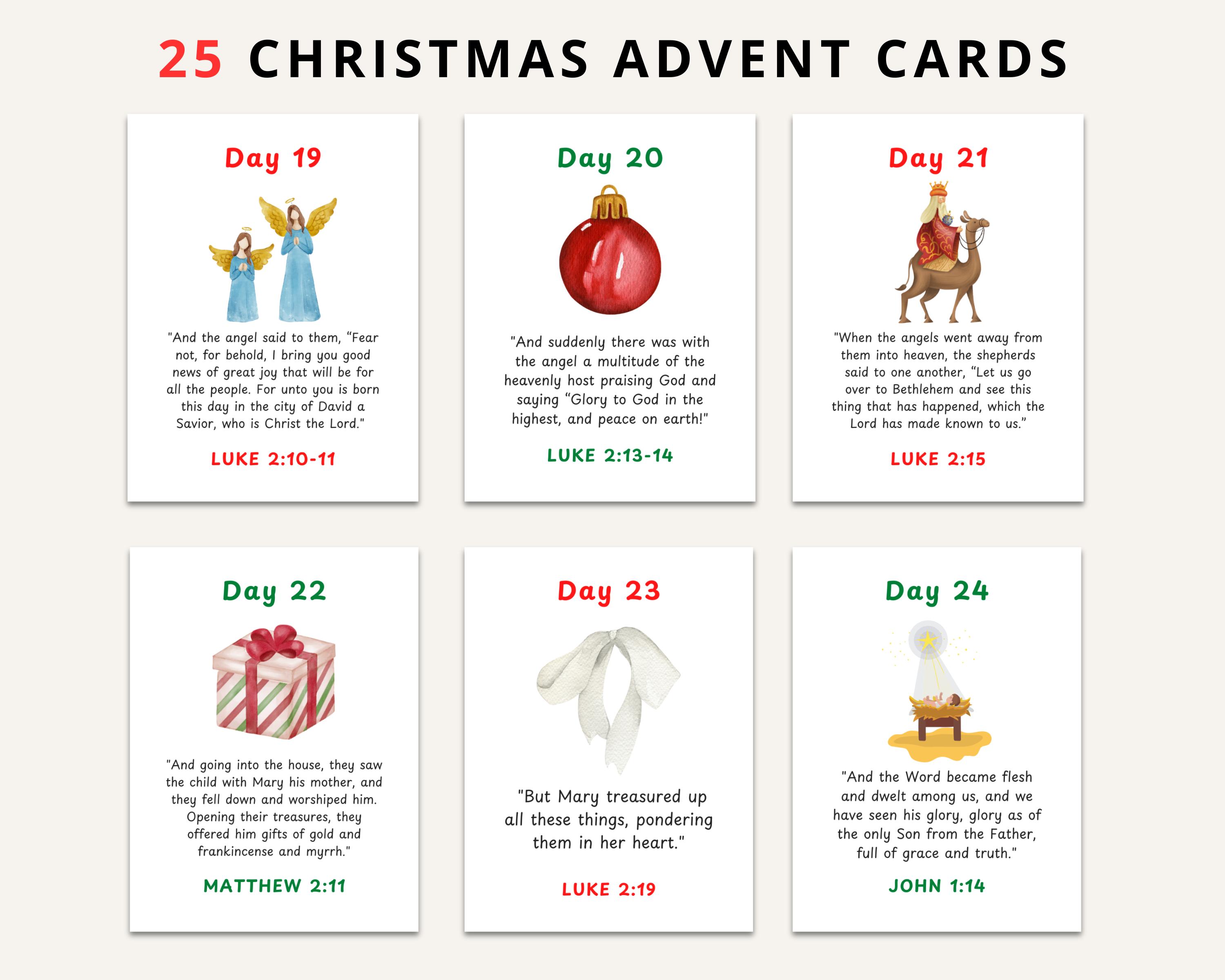 Christmas Advent Bible Verse Cards: 25 Christmas Advent Calendar Cards ...