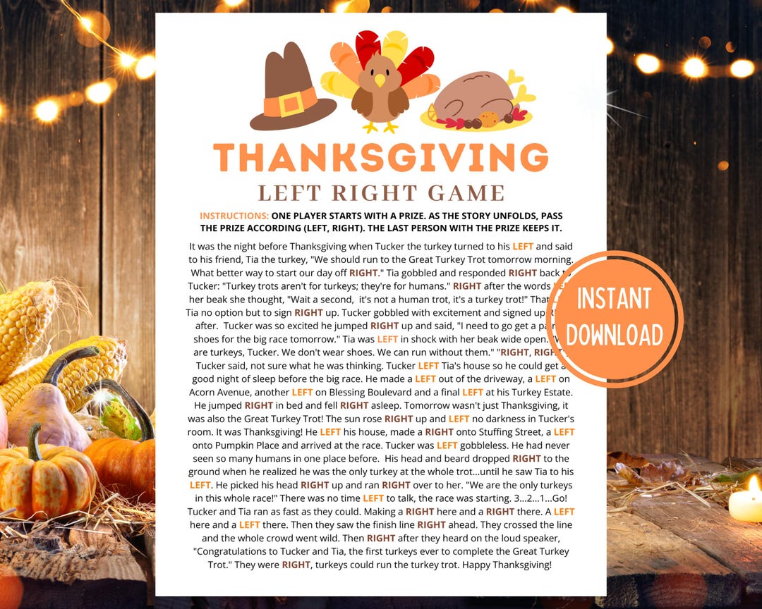 Thanksgiving Left Right Game | Thanksgiving Game | Thanksgiving Games ...
