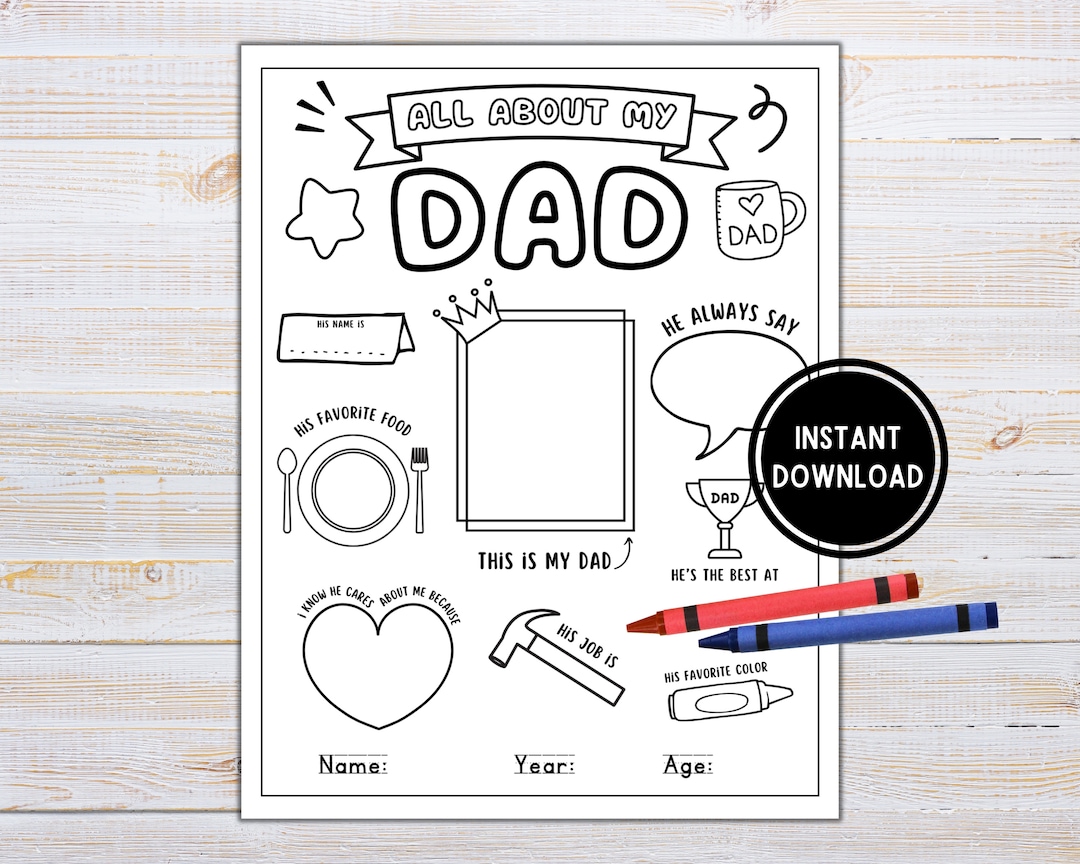 All About My Dad | All About Dad Printable | Father's Day Craft Toddler ...