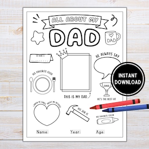 All About My Dad | All About Dad Printable | Father's Day Craft Toddler ...