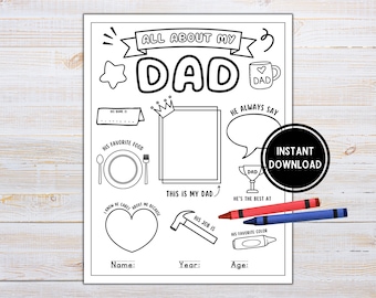 All About My Dad Activity Page Printable Digital Download - Etsy