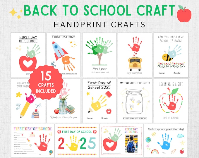 First Day of School Handprint Art, First Day Handprint Keepsake, First ...