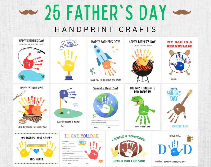 Father's Day Handprint Art, Fathers Day Handprint Craft, Fathers Day ...