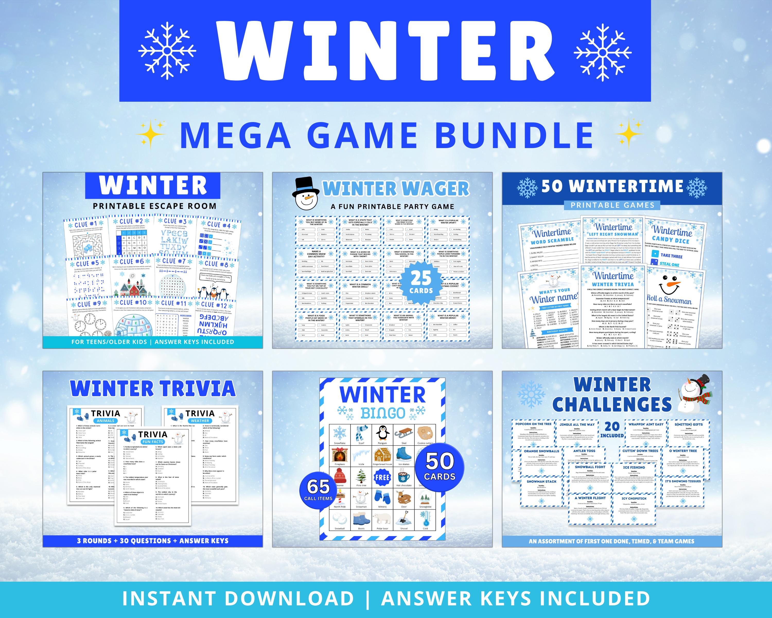 Winter Mega Game Bundle: Winter Bingo, Escape Room, Trivia, and More ...