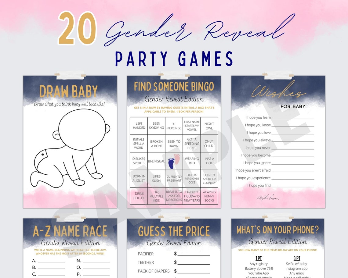 Gender Reveal Games Bundle Gender Reveal Games Gender - Etsy