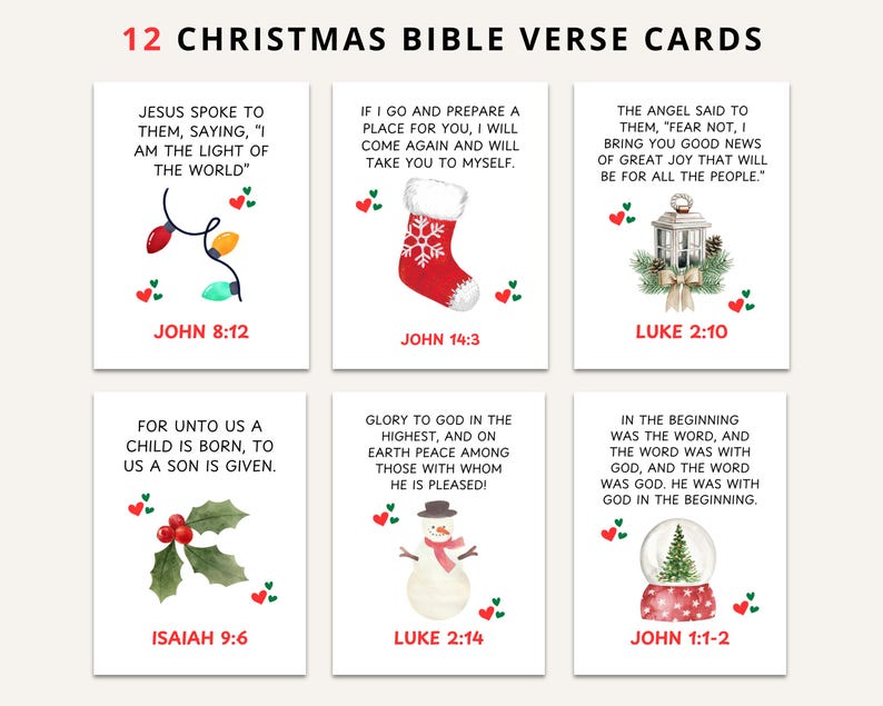 Christmas Bible Verse Cards: Christian Nativity Scripture Tracts ...