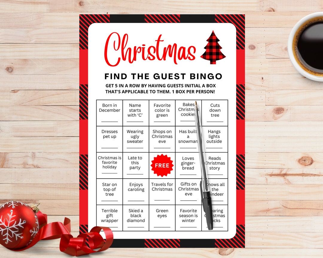 Christmas Find the Guest Bingo | Christmas Party Games | Christmas ...