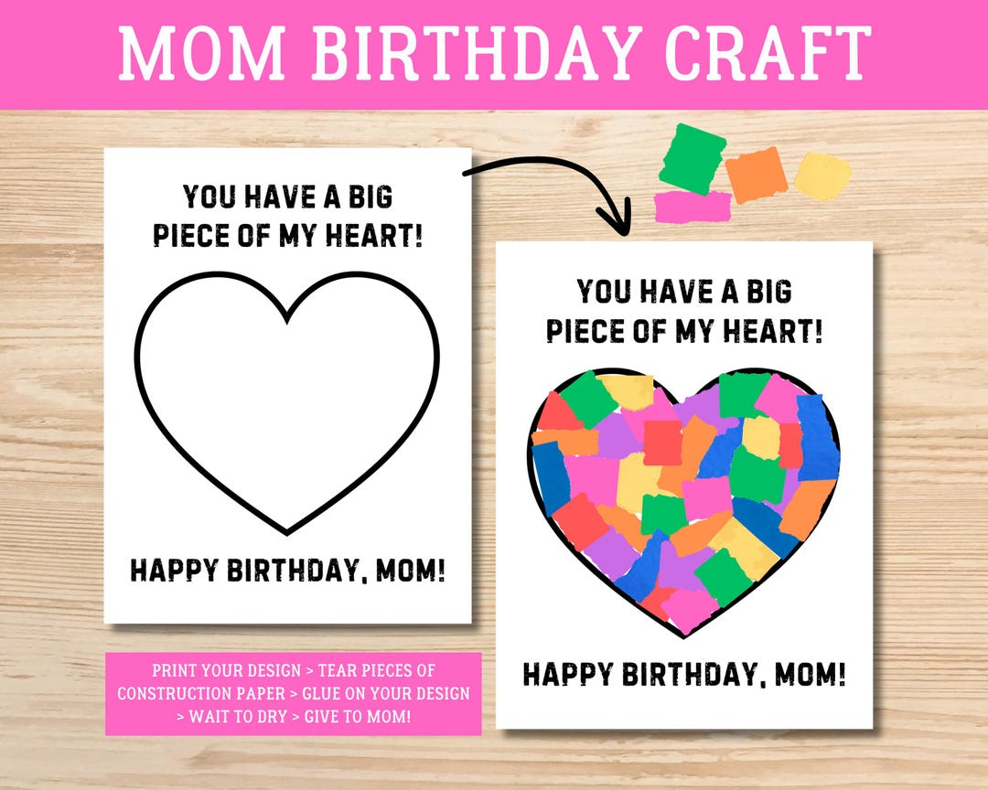 Mom Birthday Card Craft | Printable Paper Keepsake (digital Download ...