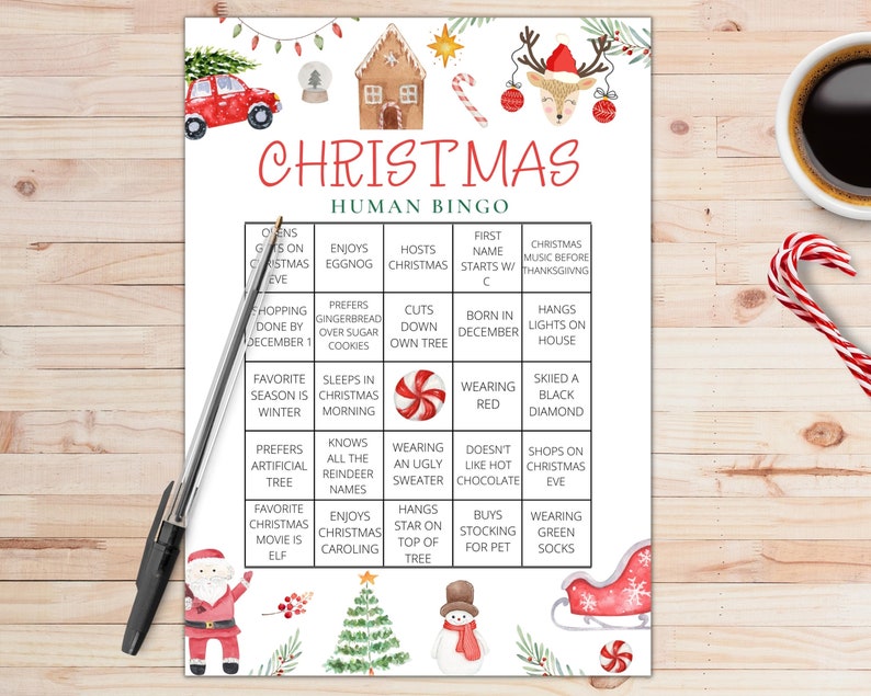 Christmas Find the Guest Bingo Christmas Party Games - Etsy