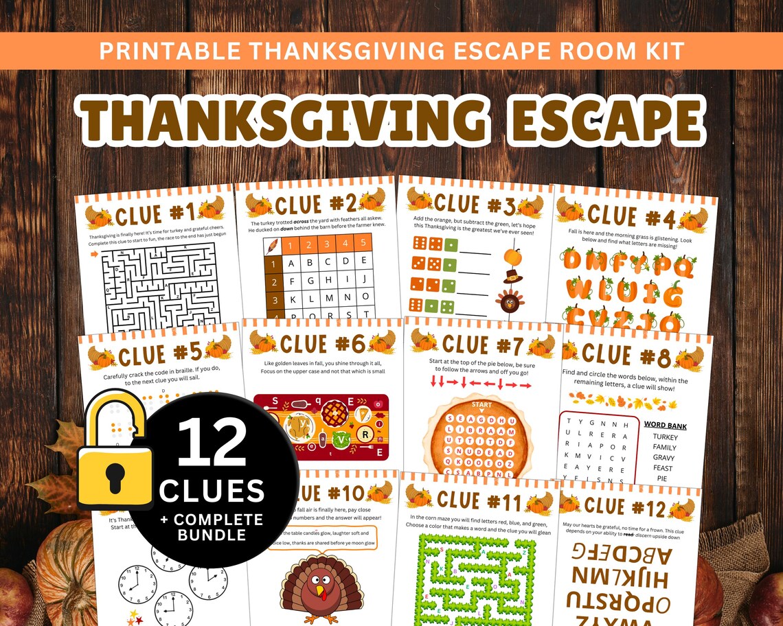 Thanksgiving Escape Room: A Fun Group Thanksgiving Game (printable) - Etsy