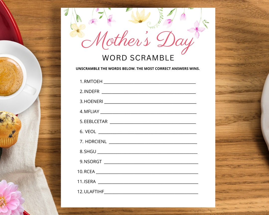 Mothers Day Word Scramble | Mothers Day Brunch Games | Mothers Day ...
