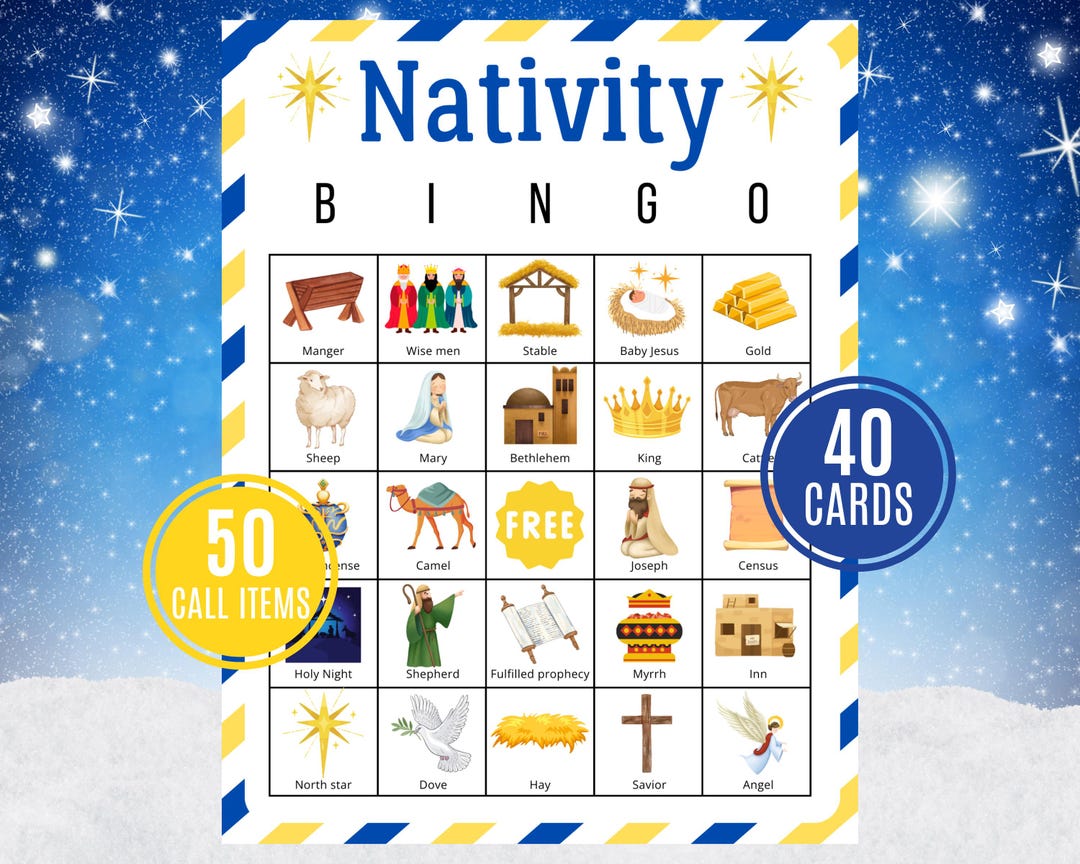 Nativity Bingo Game: 40 Cards, Christmas Bible Game (printable) - Etsy