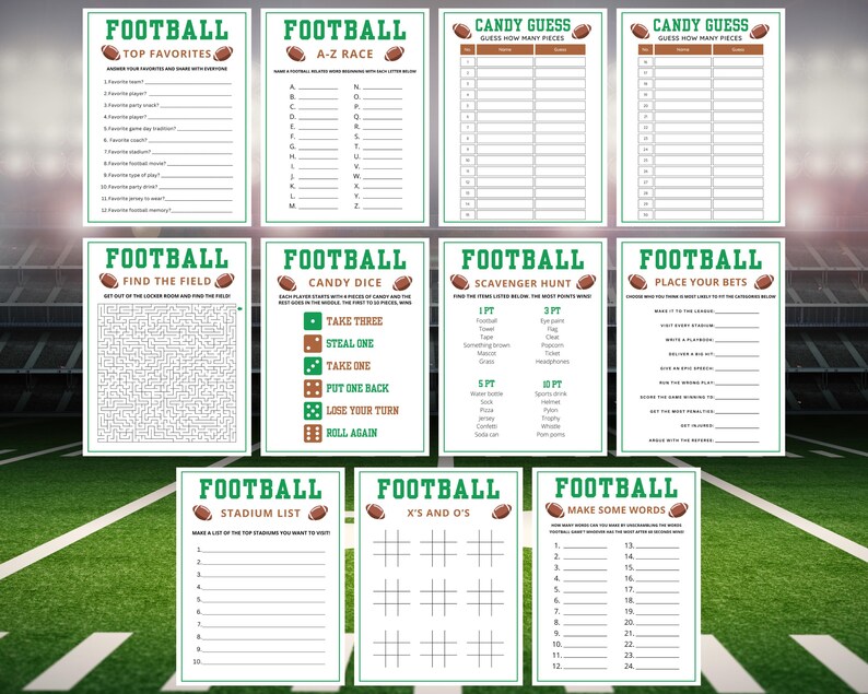 Football Games MEGA Bundle: Printable Party Games & Activities (digital ...