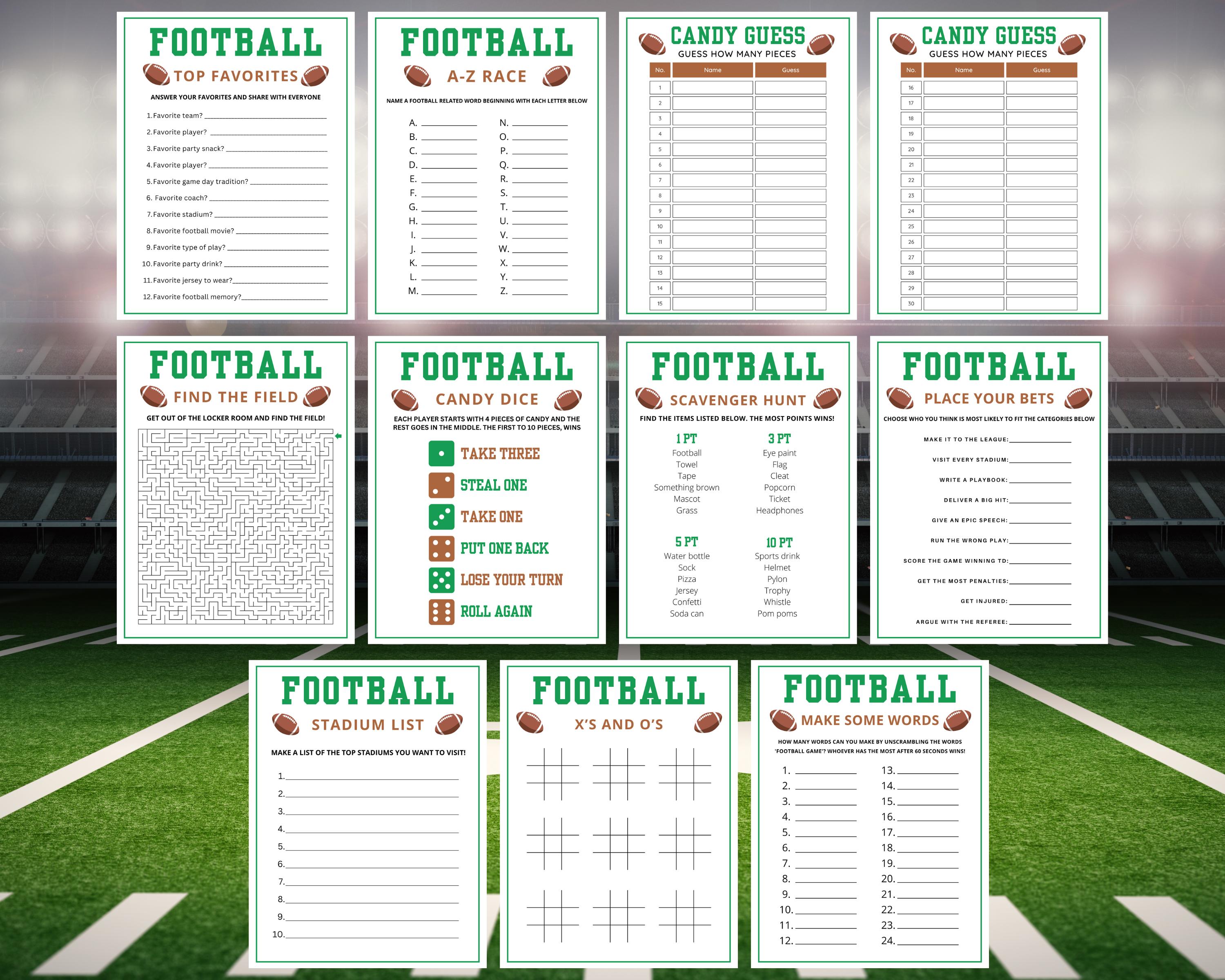 Football Games MEGA Bundle: Printable Party Games & Activities (digital ...