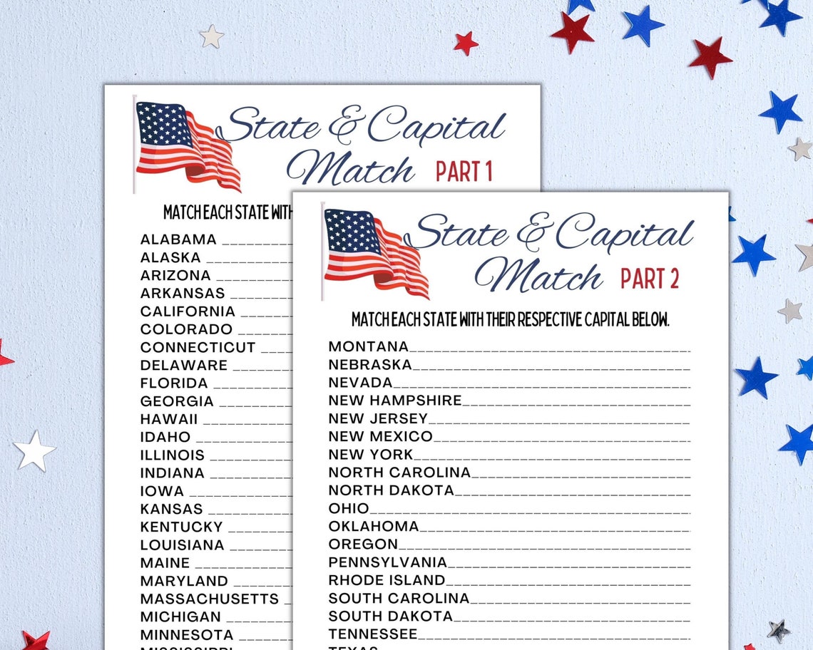 States and Capitals Game State Capitals Trivia Learn - Etsy