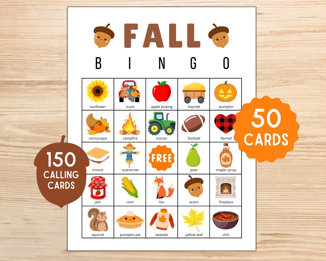 Fall Bingo Game | 50 Printable Cards (digital Download) - Etsy