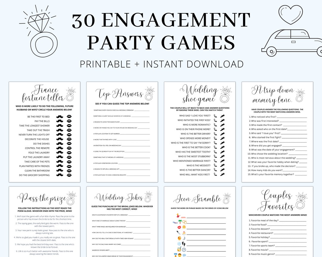 Engagement Party Games Bundle | Engagement Party Games | Proposal Party ...