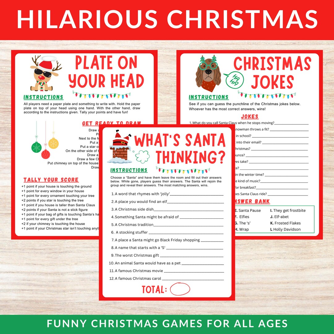 Hilarious Christmas Games Bundle | Printable Holiday Party Games ...