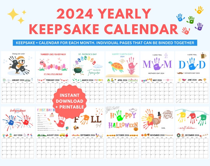 Handprint Calendar 2025, Handprint Craft, Footprint Craft, Kids Toddler ...