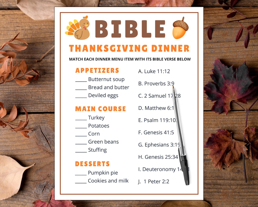 Thanksgiving Bible Game | Thanksgiving Dinner Match | Bible Game ...