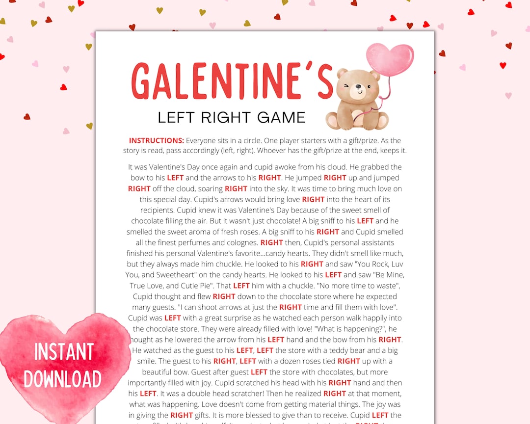 Valentine's Left Right Game | Valentine's Day Games | Left Right Game ...