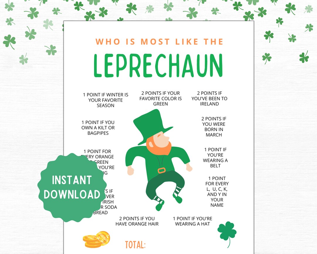Most Like Leprechaun Game | St. Patricks Games | St Patrick's Day Games ...
