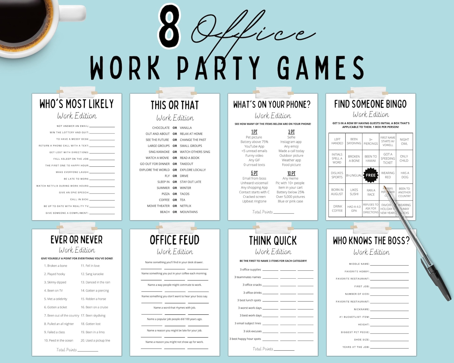 Office Party Games Work Party Games Staff Games Team - Etsy UK