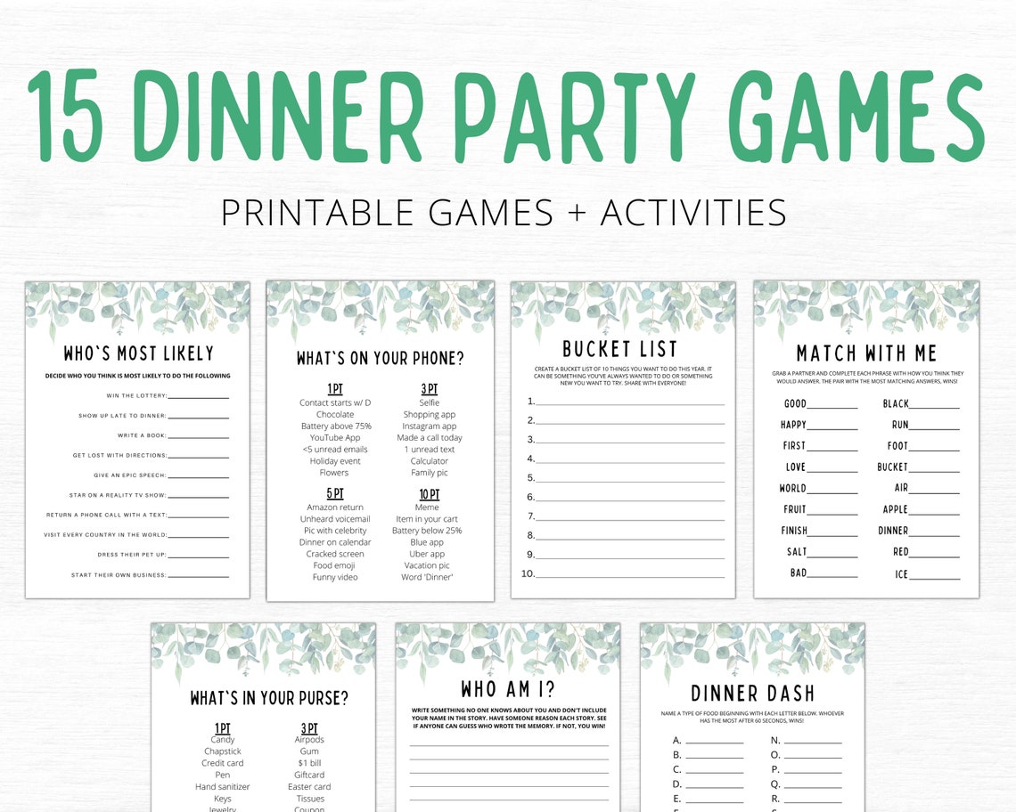 Dinner Party Games | Printable Dinner Party Games | Dinner Games ...