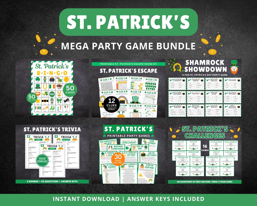 St. Patrick's Day MEGA Game Bundle: Bingo, Trivia, Escape Room ...