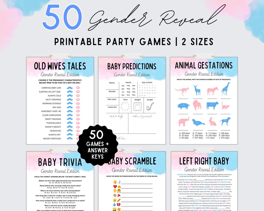 Gender Reveal Games Bundle Gender Reveal Games Gender Reveal Party ...