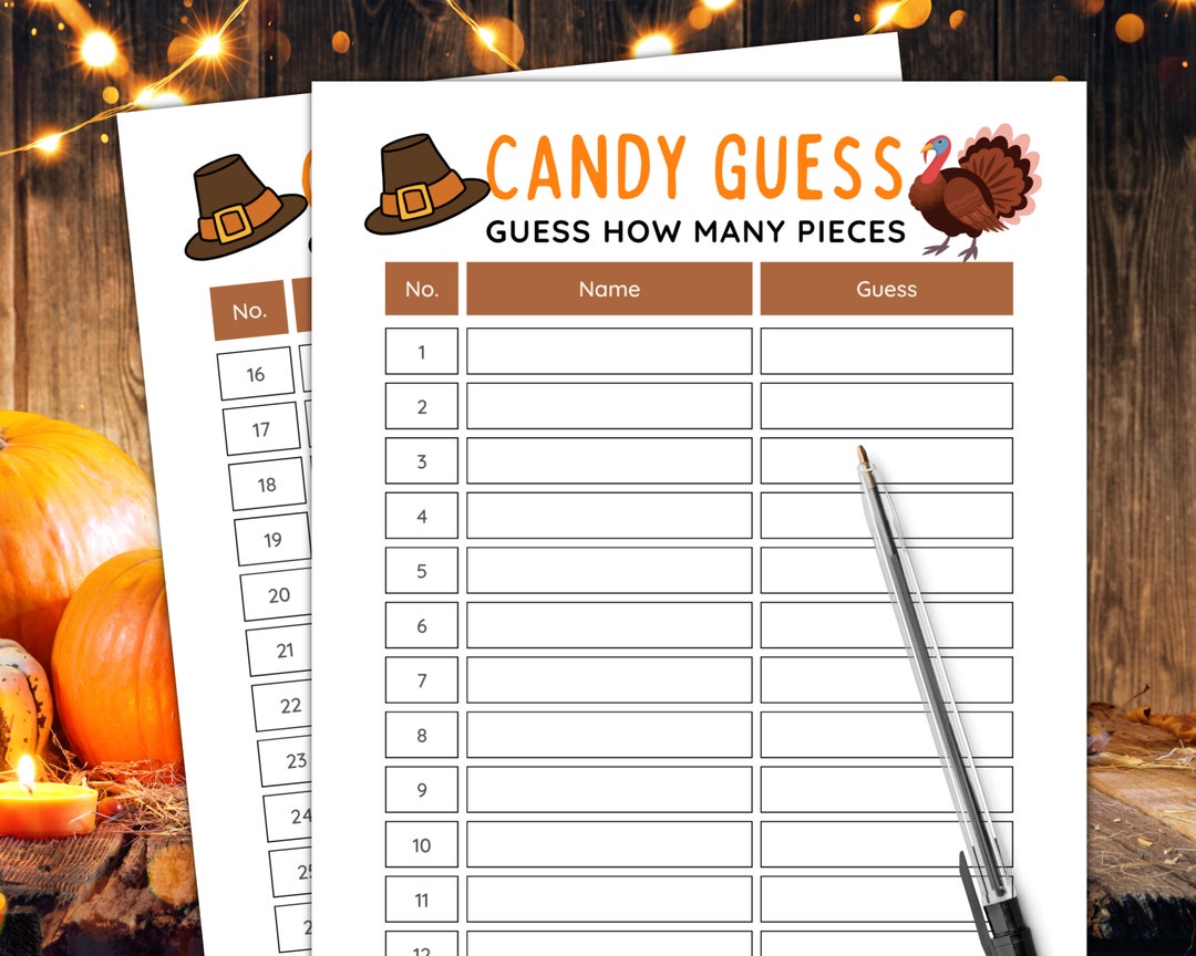 Thanksgiving Guessing Game | How Many Candies Printable (digital ...
