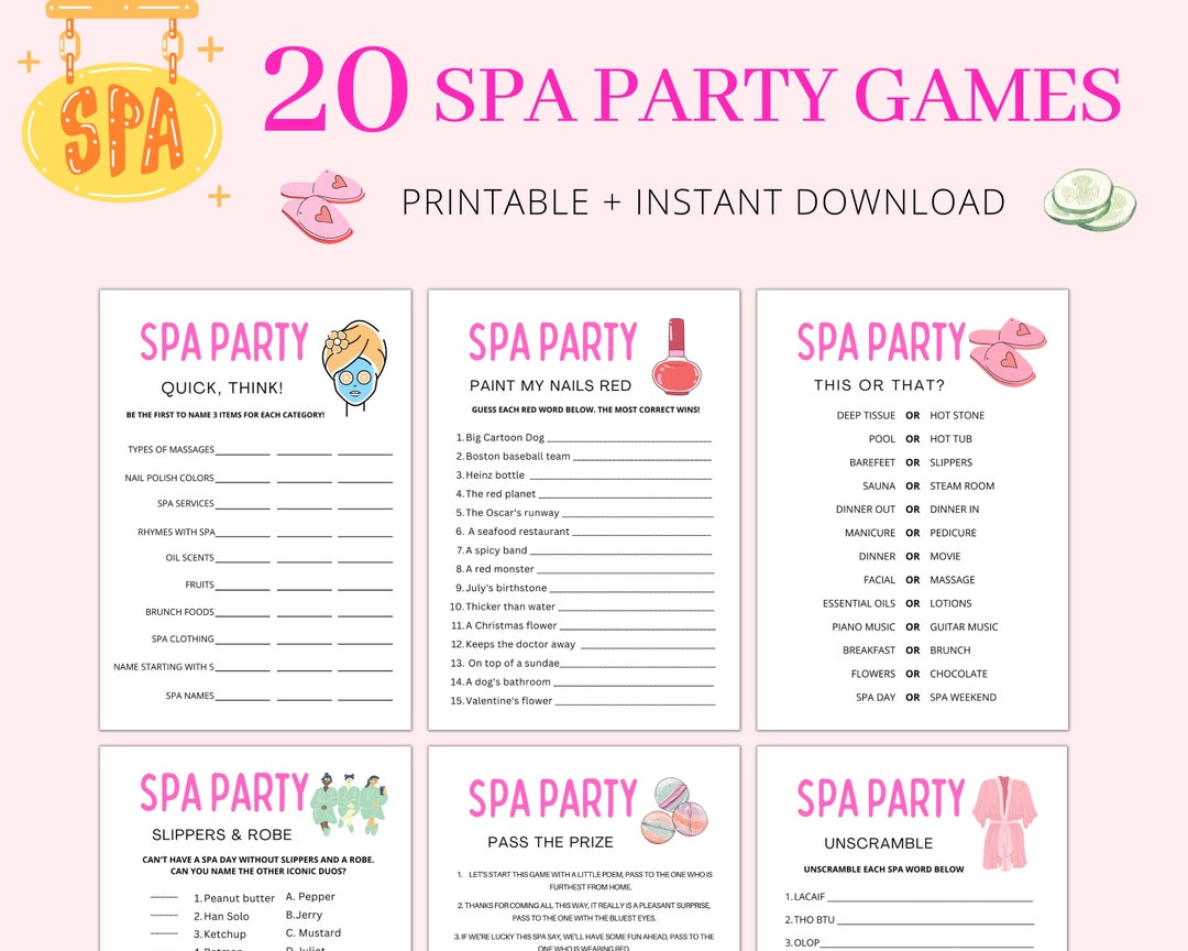 Spa Party Games Spa Games Spa Birthday Party Spa Day - Etsy